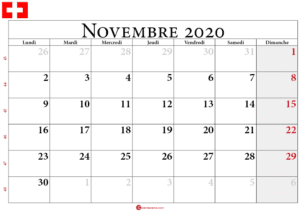 Calendrier Novembre 2020 Imprimable Avec Notes Calendarena