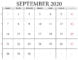 September 2020 Calendar Printable