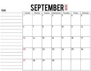 2020 Calendar September -Get Free - Calendarena