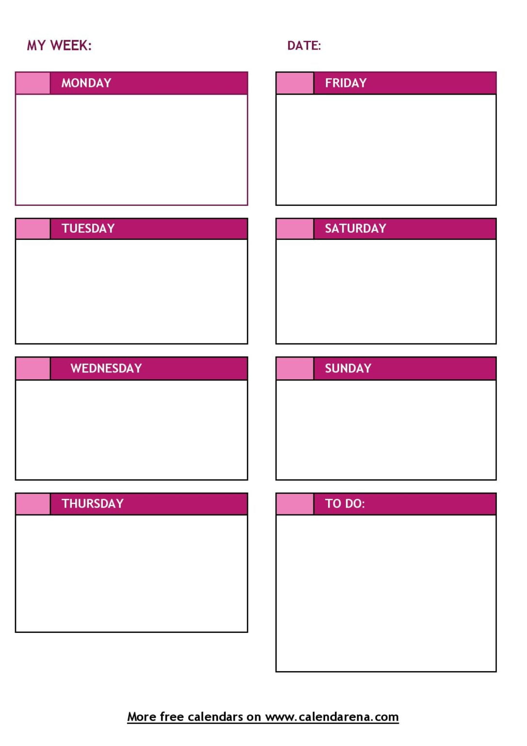 Daily Calendar Template