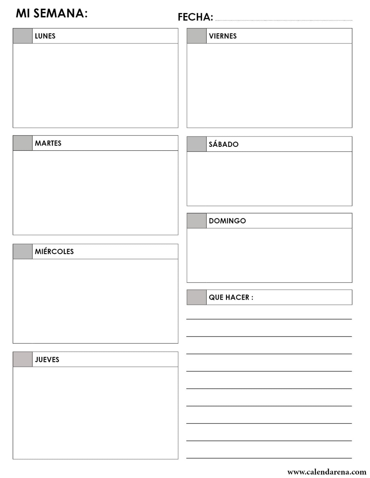 Plantilla De Calendario Diario