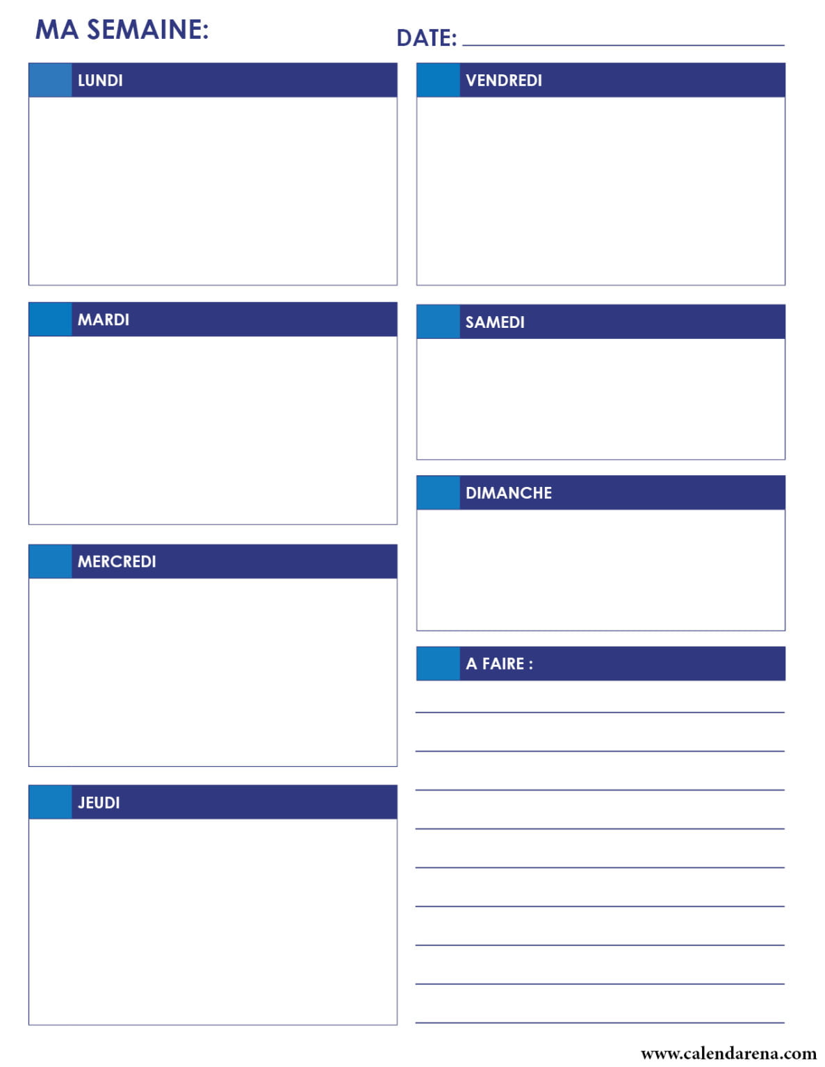 Calendrier quotidien à imprimer – Calendarena