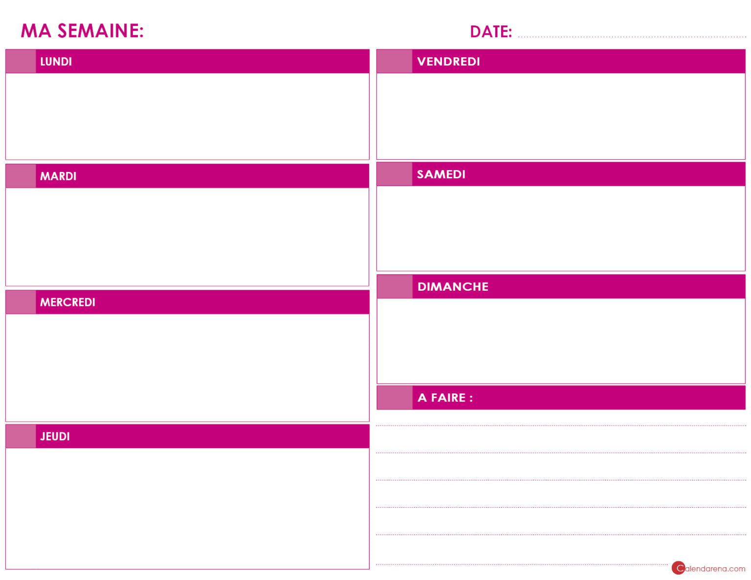 Calendrier Quotidien à Imprimer