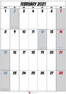 Best Free 🇺🇸 Blank February Calendar 2021