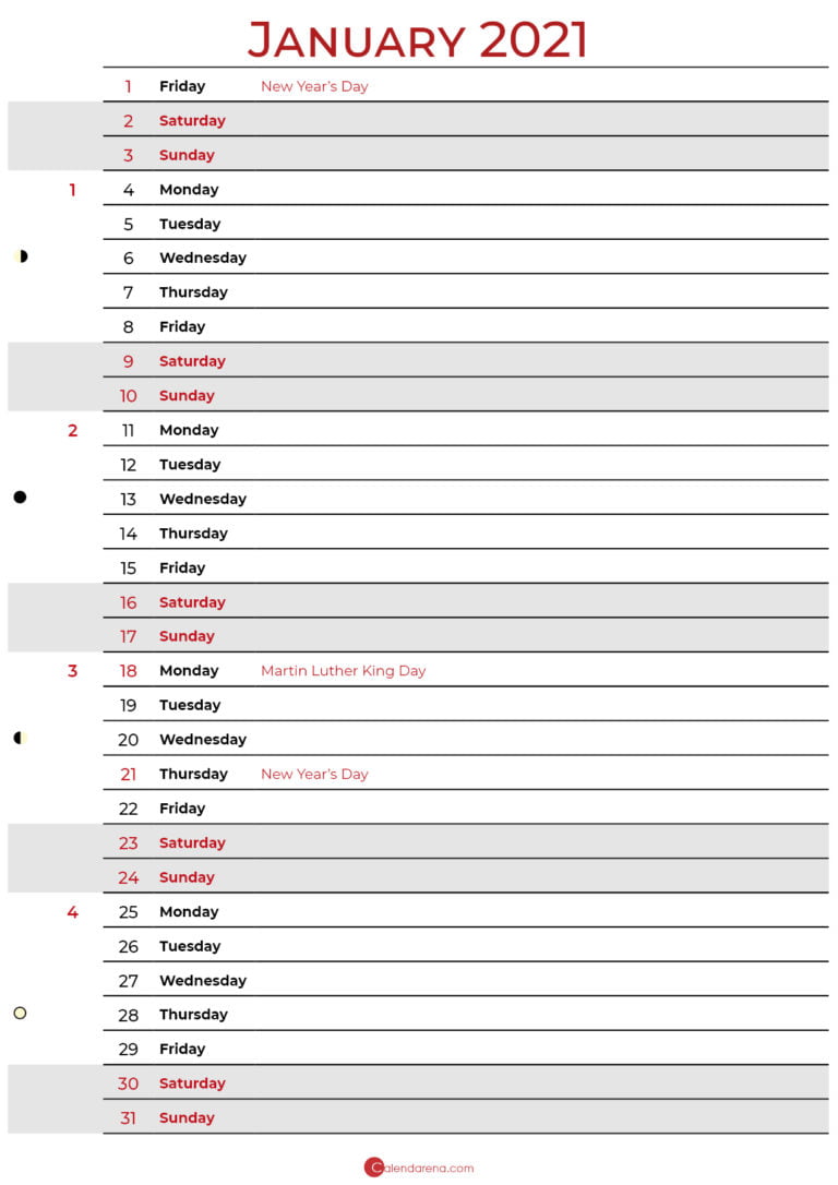 Download Blank Free 🇺🇸 January 2021 Calendar Printable Cute
