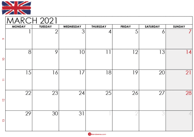 Download Free 🇺🇸 March 2021 Calendar USA 🇺🇸
