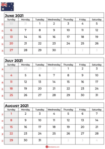 Download Free June 2021 Calendar Australia With Weeks