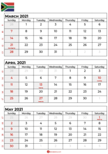 Download Free 🇿🇦 April 2021 Calendar South Africa With Weeks