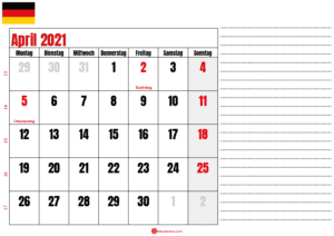 Kalender April 2021 Deutschland
