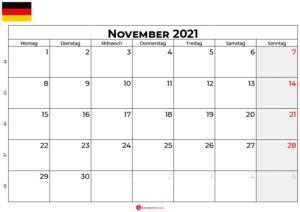 Kalender November 2021 Deutschland