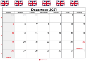 Download Free December 2021 Calendar UK