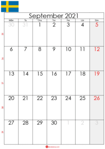 Ladda Ner Gratis Kalender September 2021 Sverige