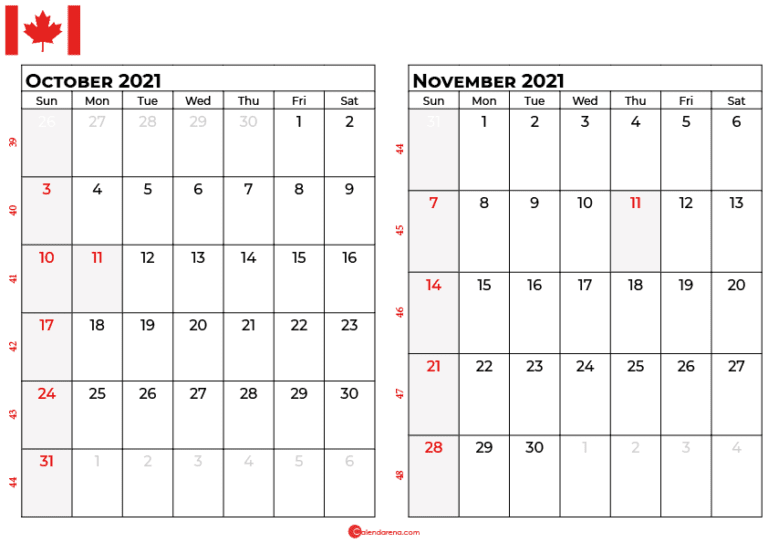 Download Free November 2021 Calendar Canada