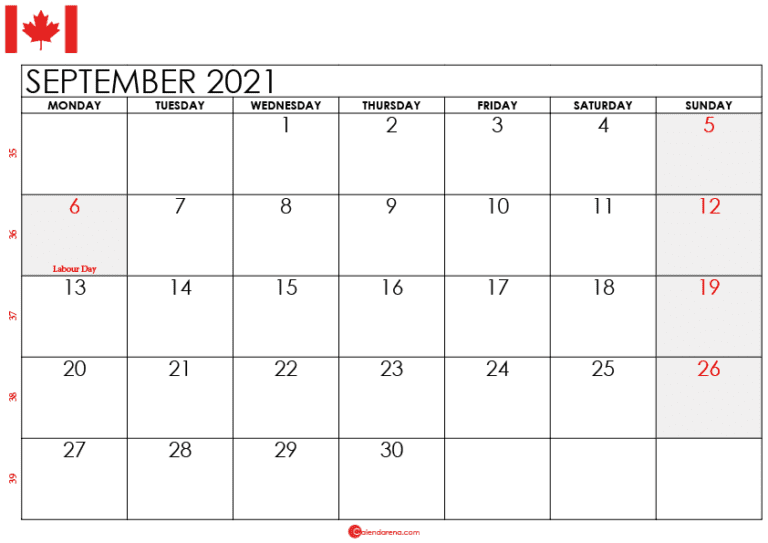 September Calendar 2021