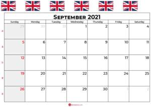 Download Free September 2021 Calendar UK