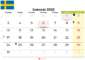 Kalender Januari 2022 Sverige Med Veckonummer