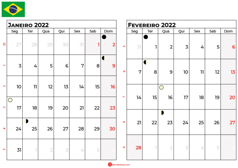 Calendário De Janeiro De 2022 Brasil - Feriados