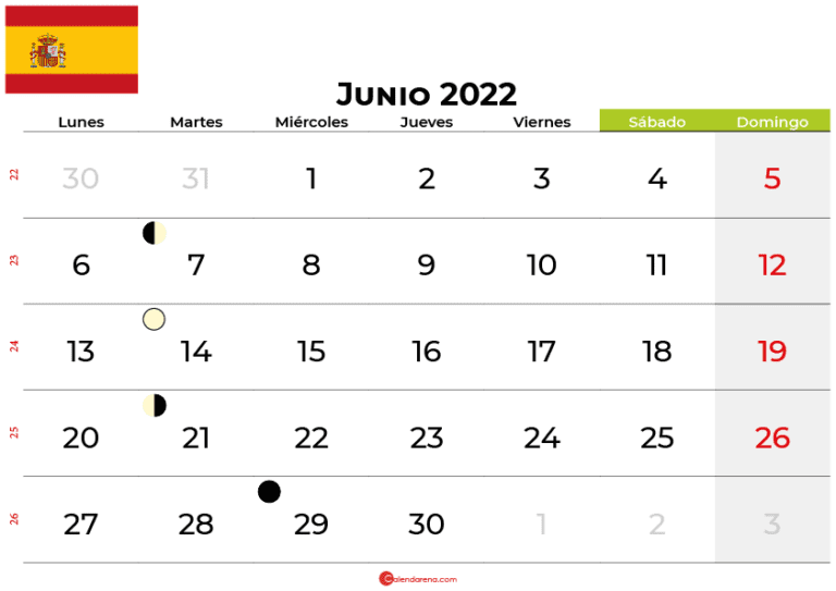 Descargar Calendario Junio 2022 España Para Imprimir