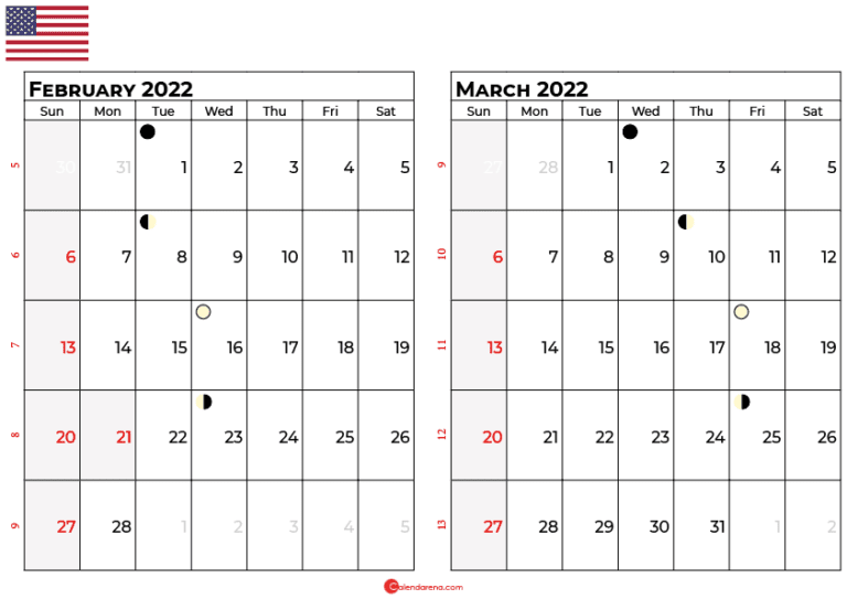 Download Free February 2022 Calendar United States With Holidays