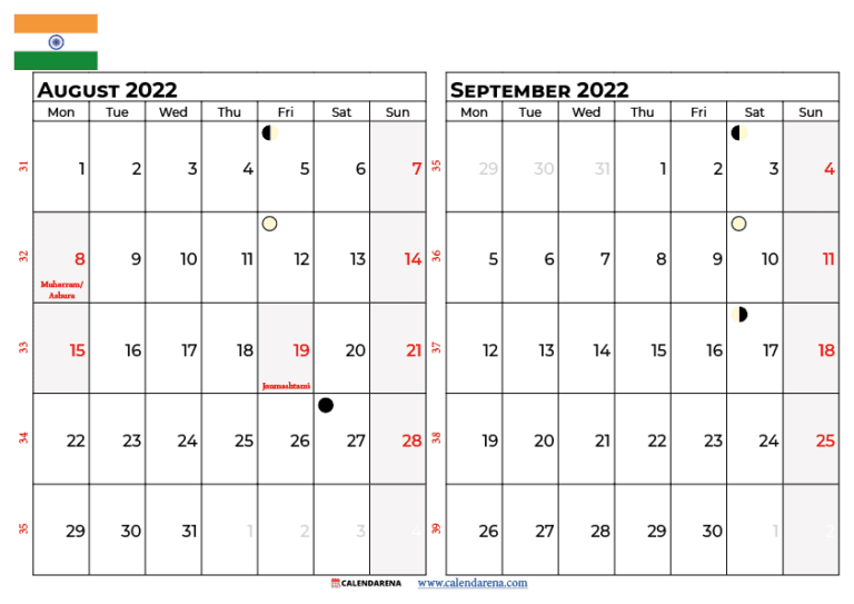 Download Free September 2022 Calendar India
