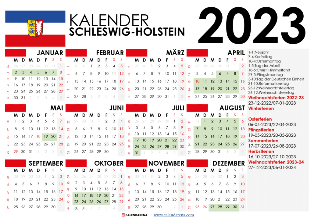 Kalender 2023 Schleswig holstein Ausdrucken