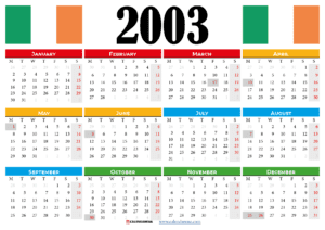 Calendar 2023 Ireland With Holidays Printable