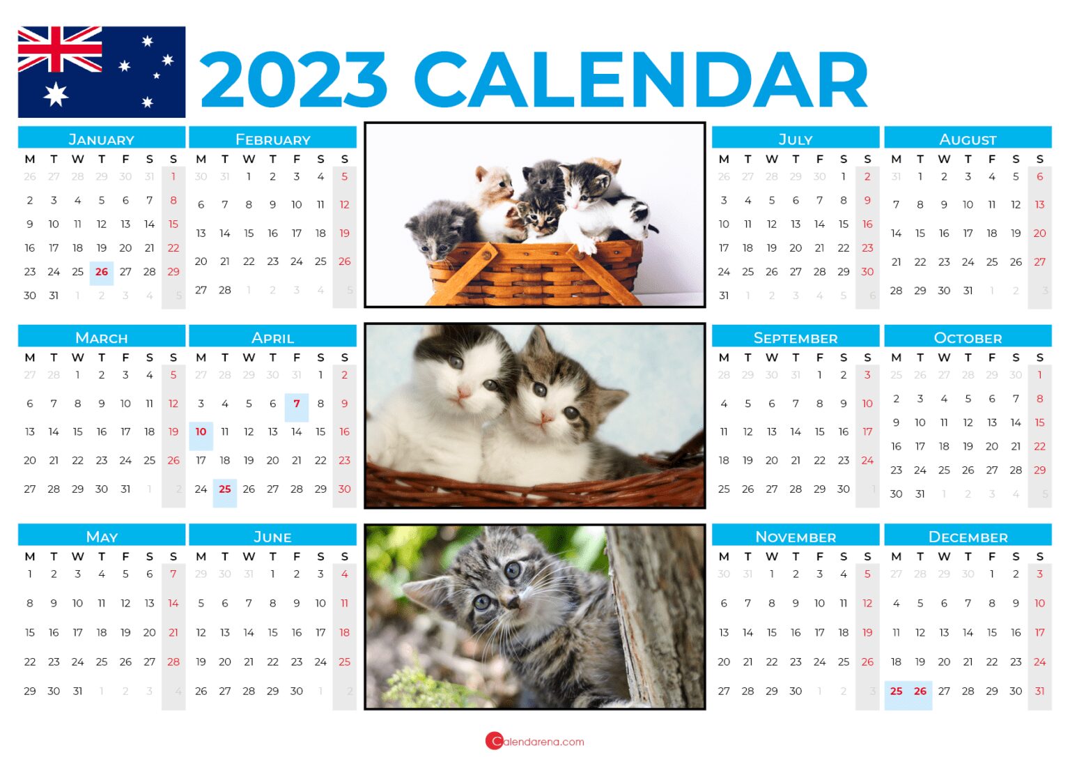 Australia 2023 Calendar With Holidays Printable