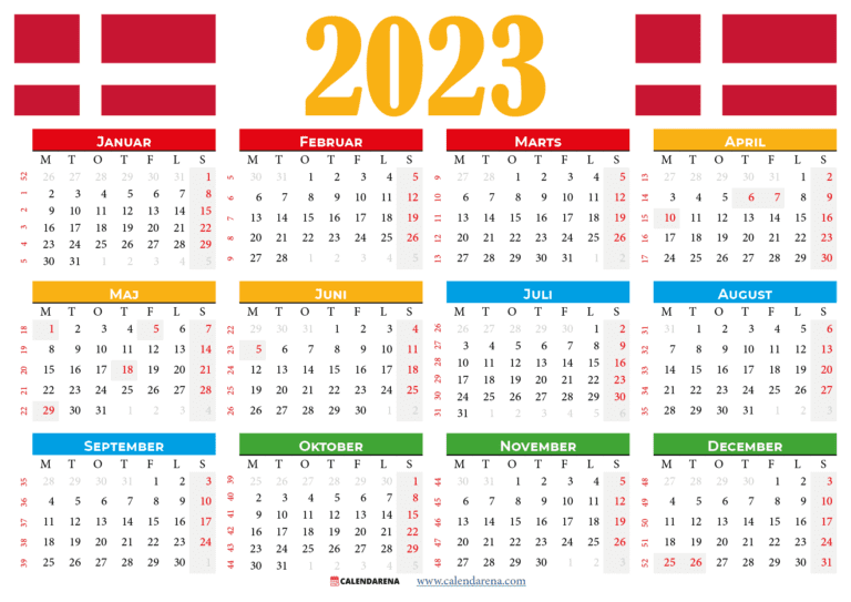 Kalender 2023 Danmark Med Helligdage Og Ugenumre