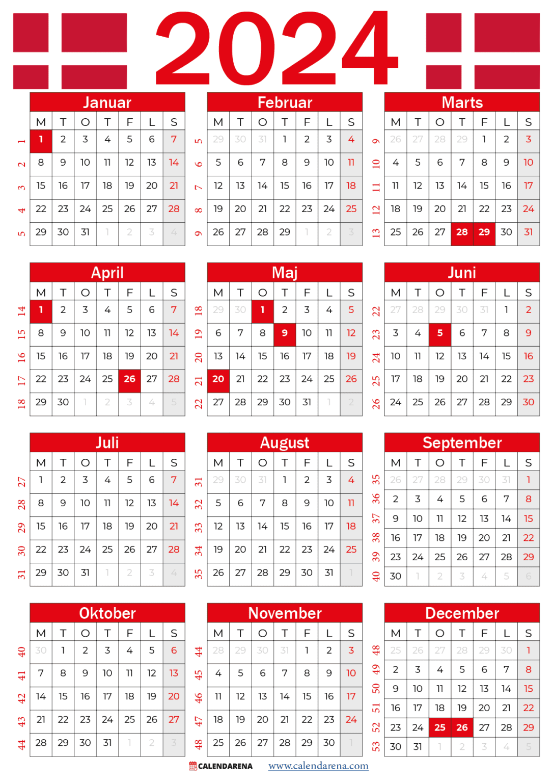 Kalender 2023 Danmark Med Helligdage Og Ugenumre