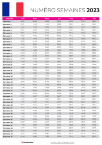 Calendrier 2023 à Imprimer France Gratuitement