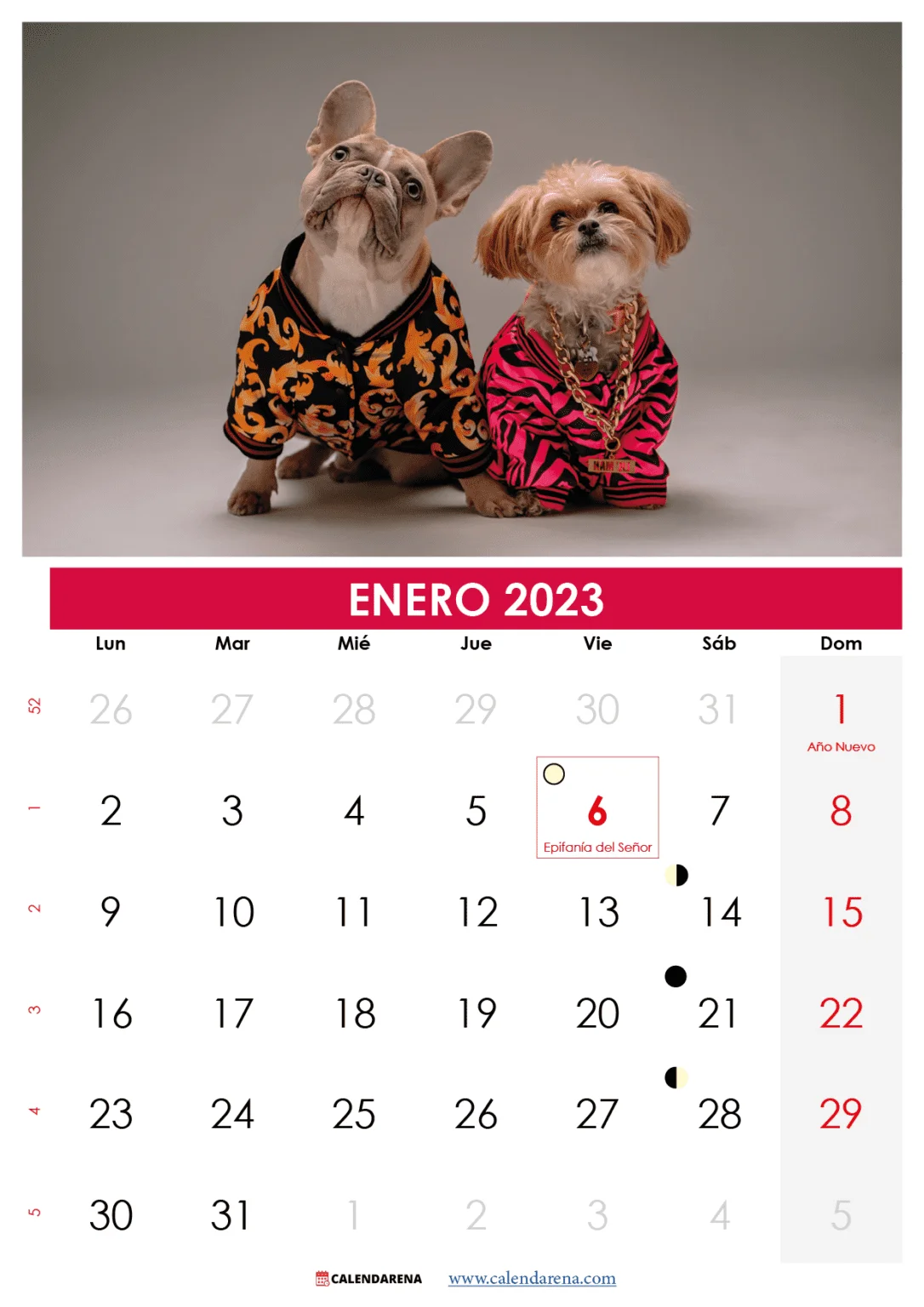 Calendario Enero 2023 España Para Imprimir