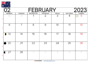 February 2023 Calendar Australia With Holidays