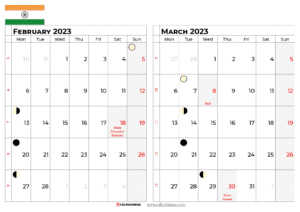 February 2023 Calendar India With Holidays