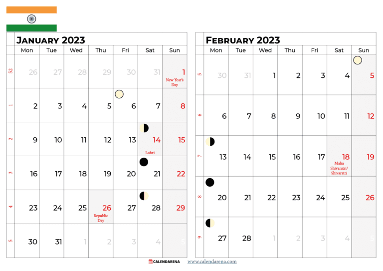 February 2023 Calendar India With Holidays