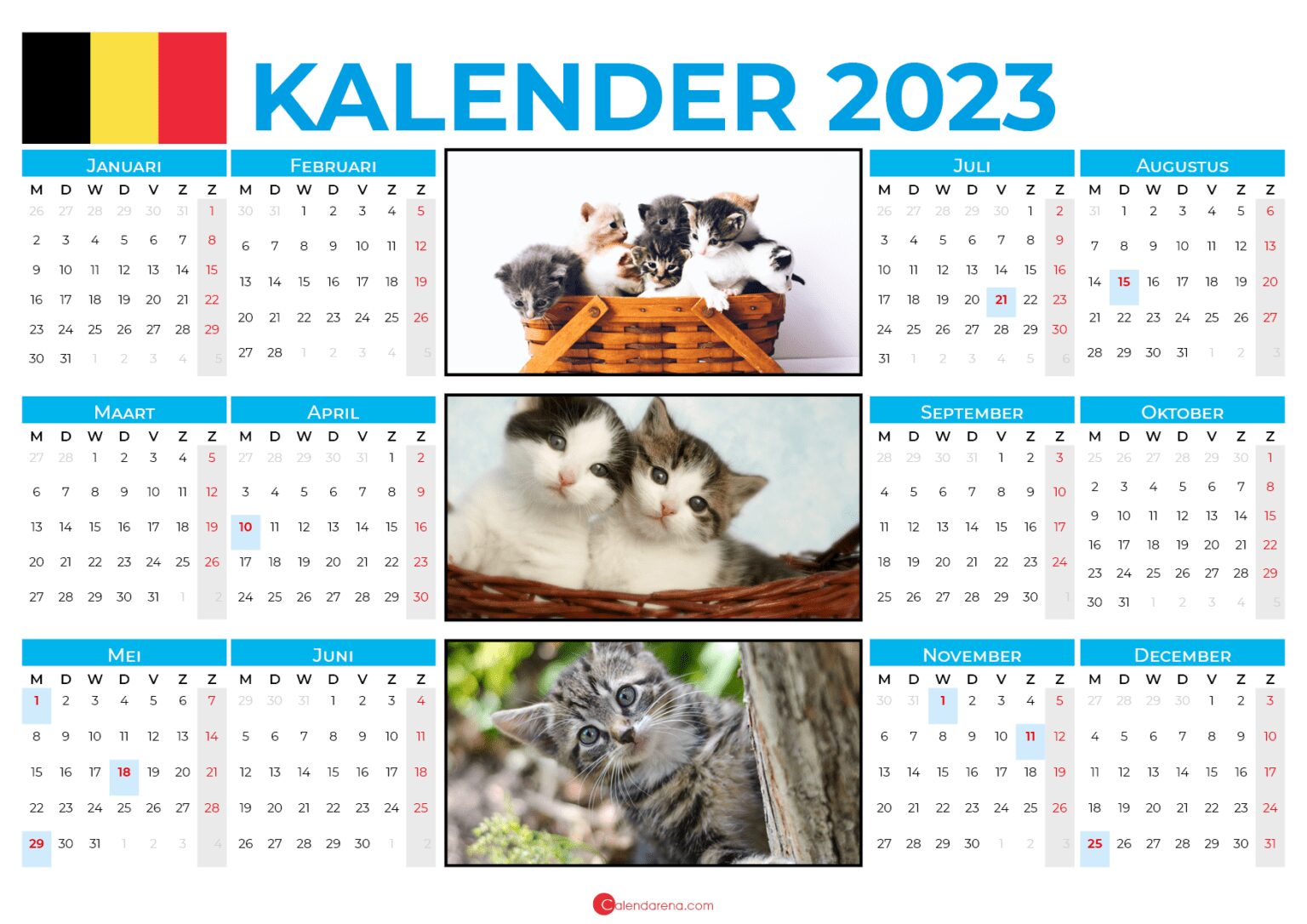 Kalender Weeknummers 2023 België