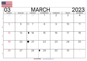 March 2023 Calendar Printable Free USA
