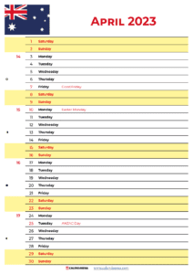 Download April 2023 Calendar Australia
