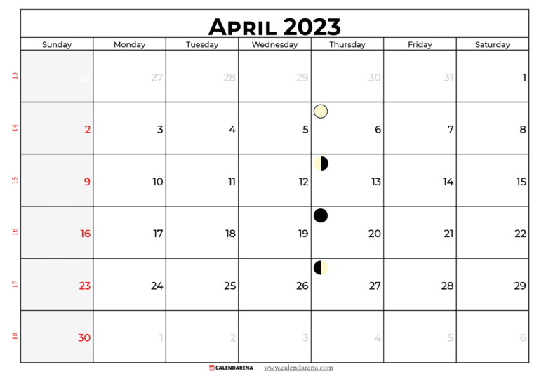 Download April 2023 Calendar NZ