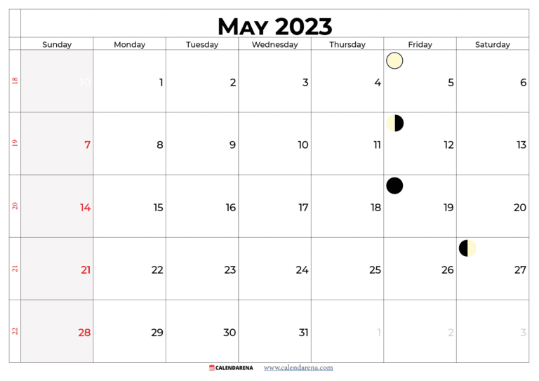 Download Free May 2023 Calendar Canada