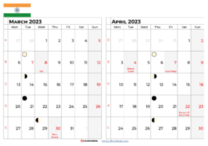 March 2023 Calendar With Festivals And Holidays India