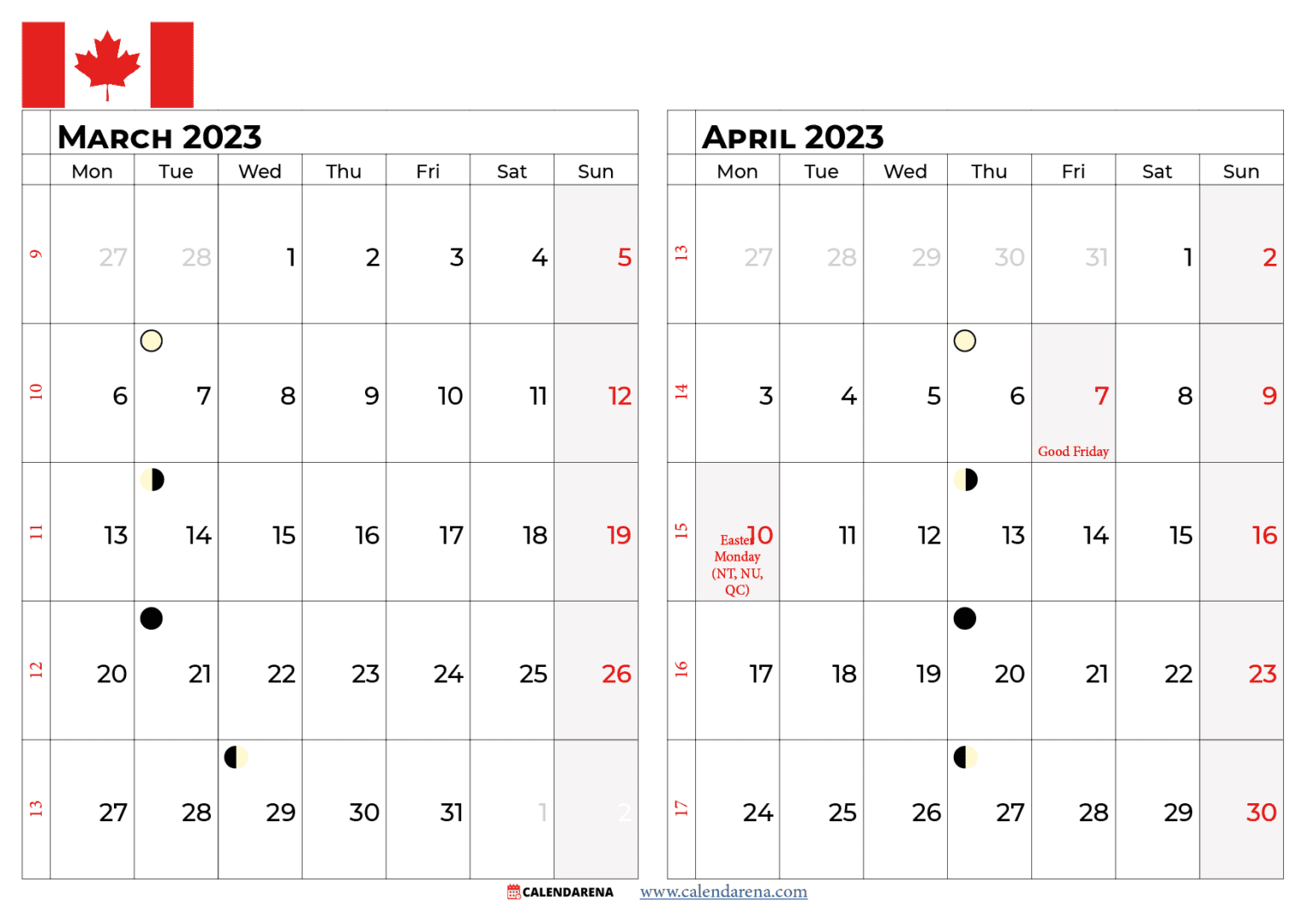 March 2023 calendar with festivals and holidays Canada – Calendarena