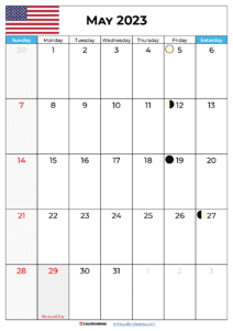 Download Free May 2023 Calendar Printable USA