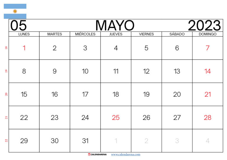 Descargar Calendario Mayo 2023 Argentina Para Imprimir