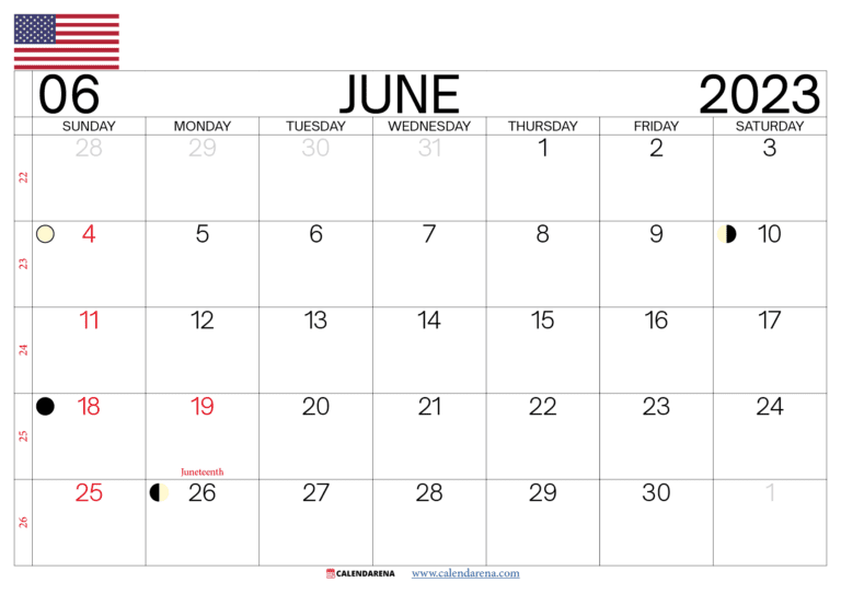 Download Free June 2023 Calendar Printable USA