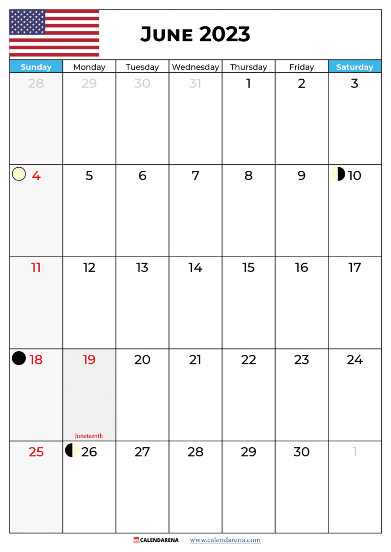 Download Free June 2023 Calendar Printable USA