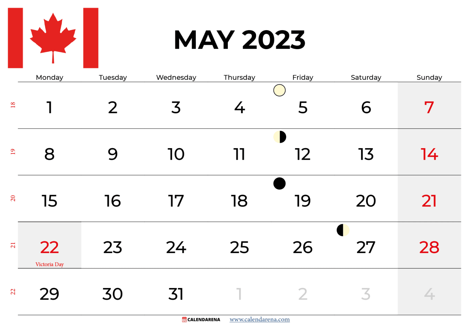 Download Free May 2023 Calendar Canada