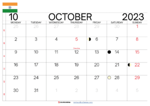 October 2023 Calendar India | Free Download In PDF