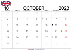 October 2023 Calendar UK | Free Download In PDF