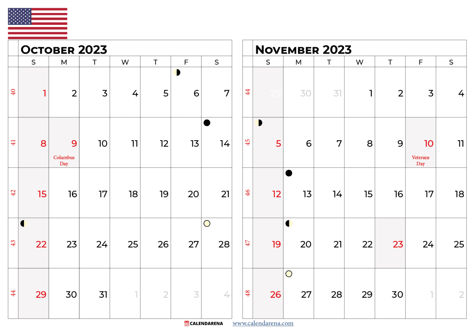 Free November 2023 Calendar USA With Holidays