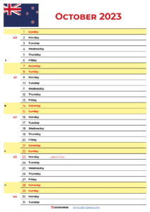 October 2023 Calendar NZ | Free Download In PDF